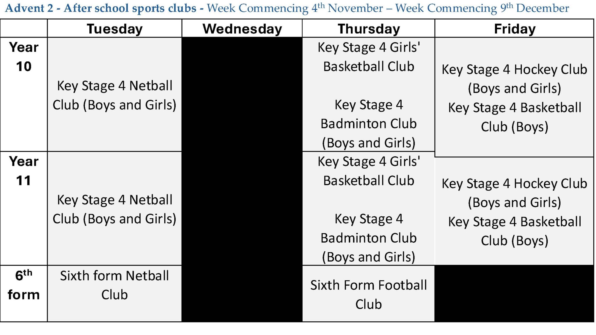 Clubs & Societies - De Lisle College - Loughborough